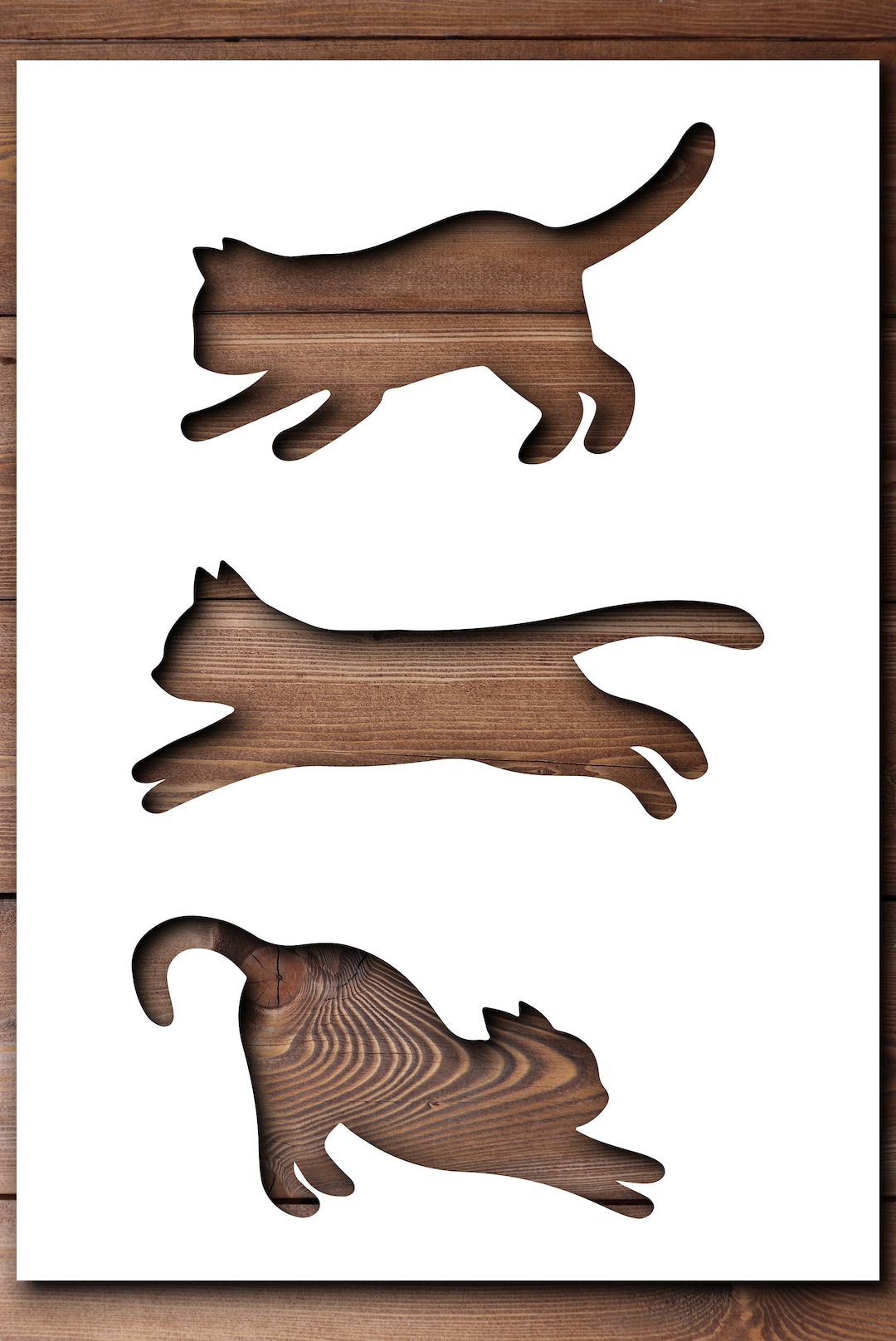 Formas de gatos 1 plantilla A4 A3 tamaño 190 micras Mylar reutilizable ...