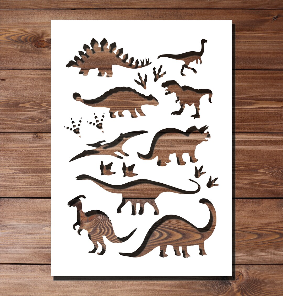 Dinosaurs Stencil A4 A3 Size 190 Micron Mylar Reusable Flexible Home Decor Craft T Rex ...