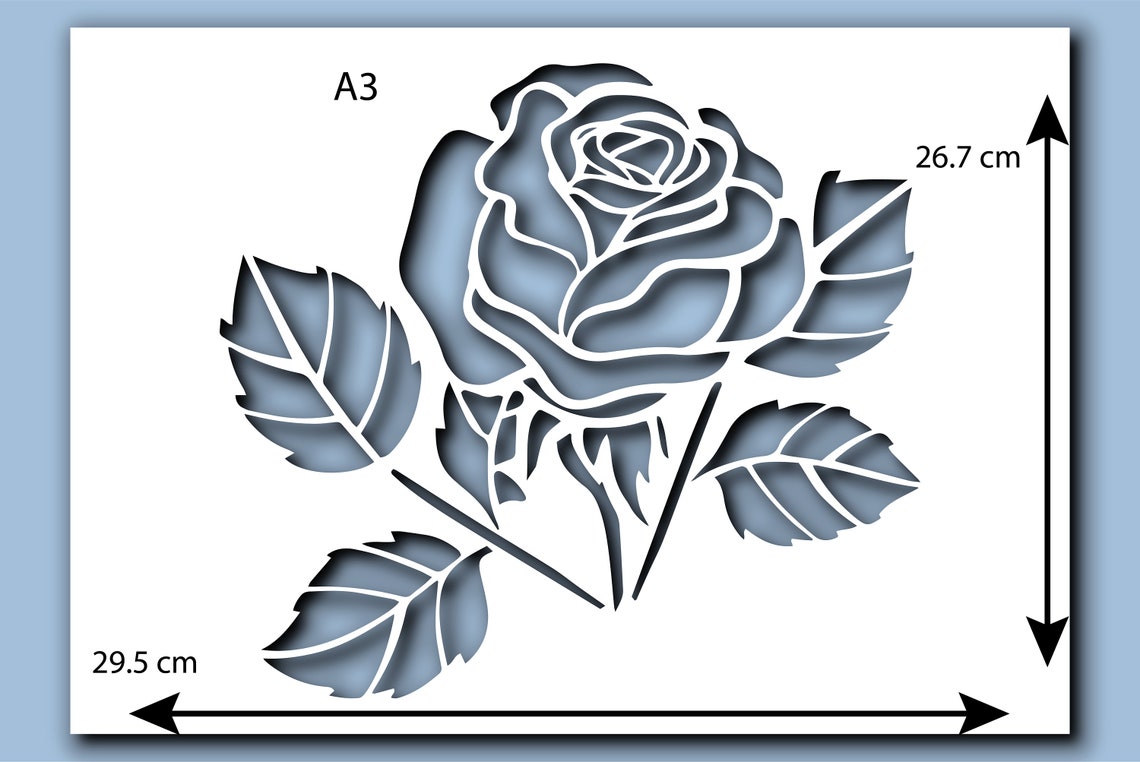 Rose Stencil A4 A3 Size 190 Micron Mylar Petals Reusable Flexible Home ...