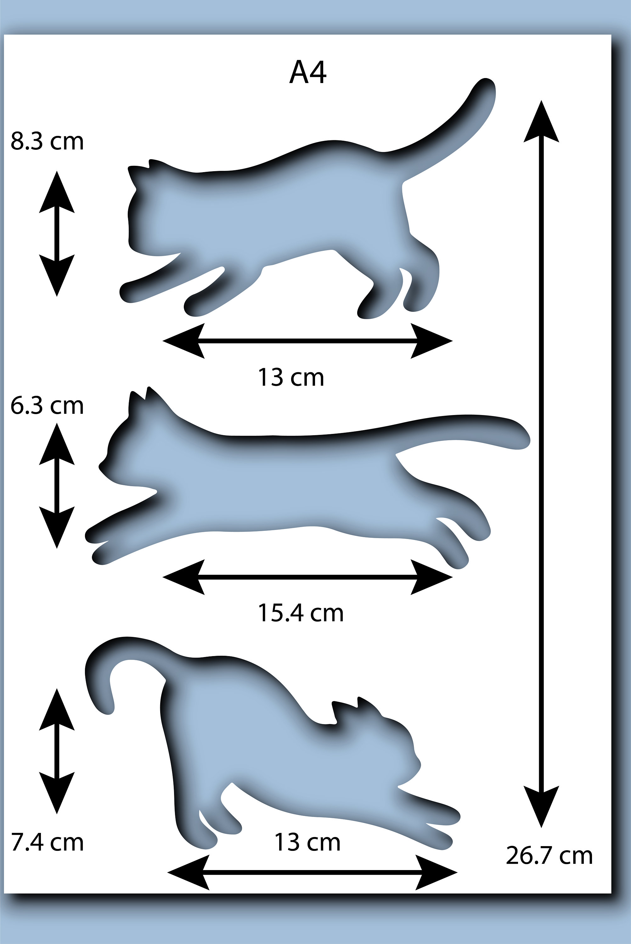 Formas de gatos 1 plantilla A4 A3 tamaño 190 micras Mylar reutilizable ...