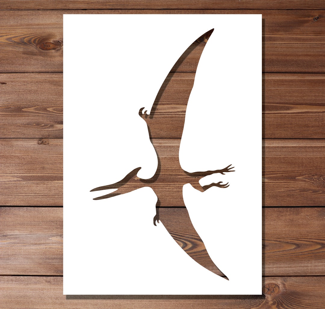 Pterodactyl Silhouette Stencil - A4 A3 Size - 190 Micron Mylar Reusable Flexible Flying Dinosaur ...