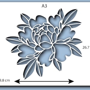 Peony Flower Stencil A4 A3 Size Abstract Art Reusable Flexible Home ...