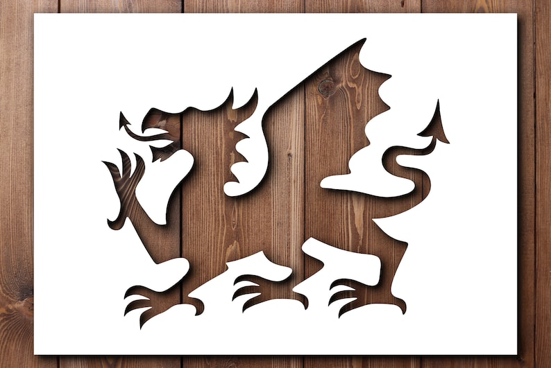 Welsh Dragon Stencil A4 A3 Size 190 Micron Mylar Reusable Flexible Home Decor Craft Wales ...