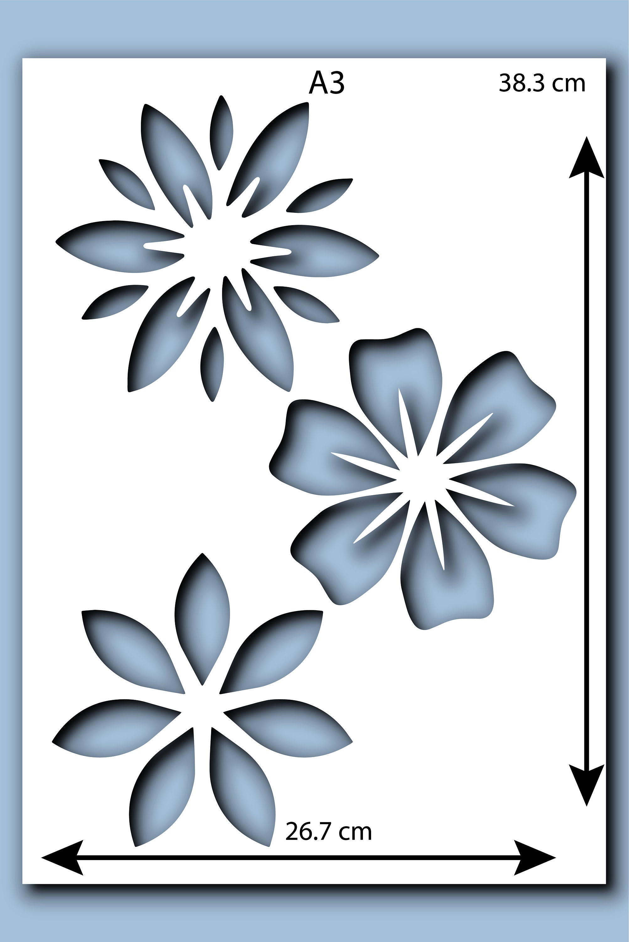 3 Flower Petals Stencil A4 A3 Size 190 Micron Mylar Reusable Flexible ...