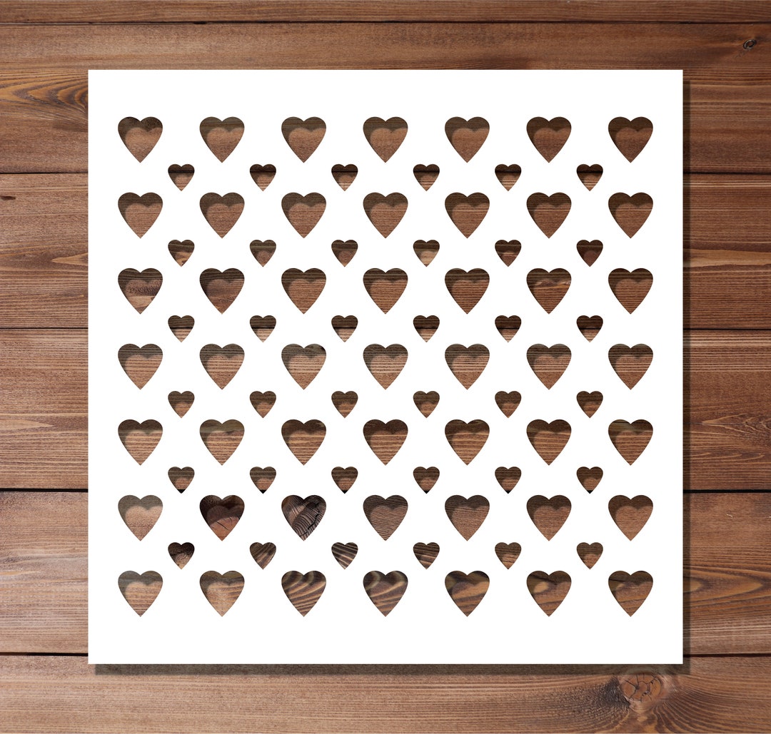 Little Hearts Pattern Stencil - 30cm X 30cm Size 250 Micron Mylar ...