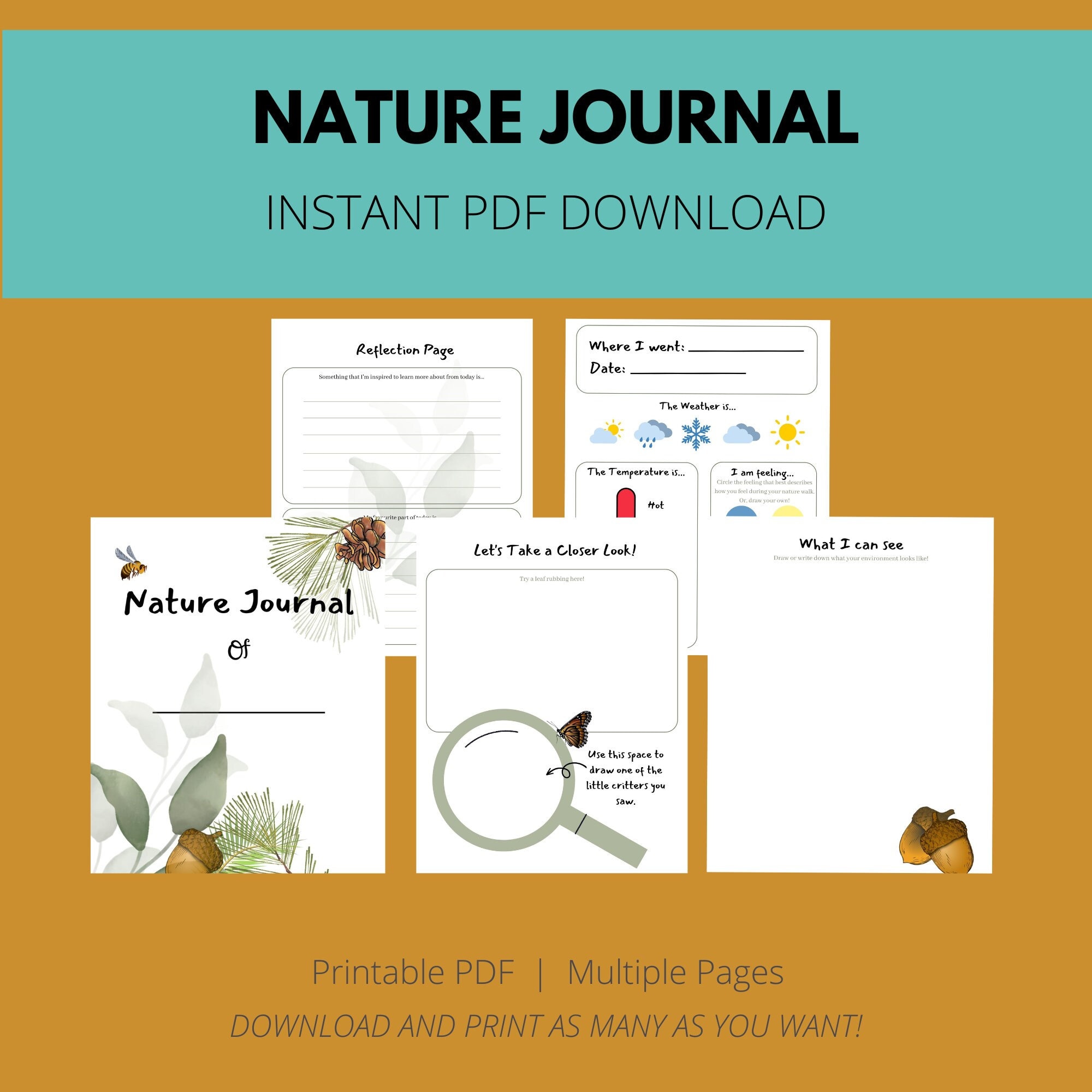 Kids Nature Journal, Summer Outdoor School Activity Sheets ...