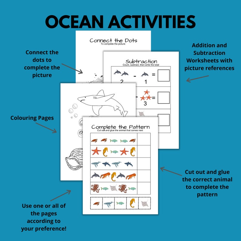 Ocean Themed Worksheets and Activity Sheets for Kids, Homeschool ...