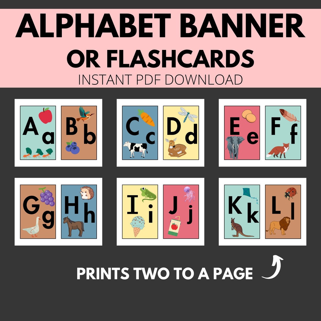 Alphabet Banner or Flashcards for Classroom or Home. Colorful Alphabet ...