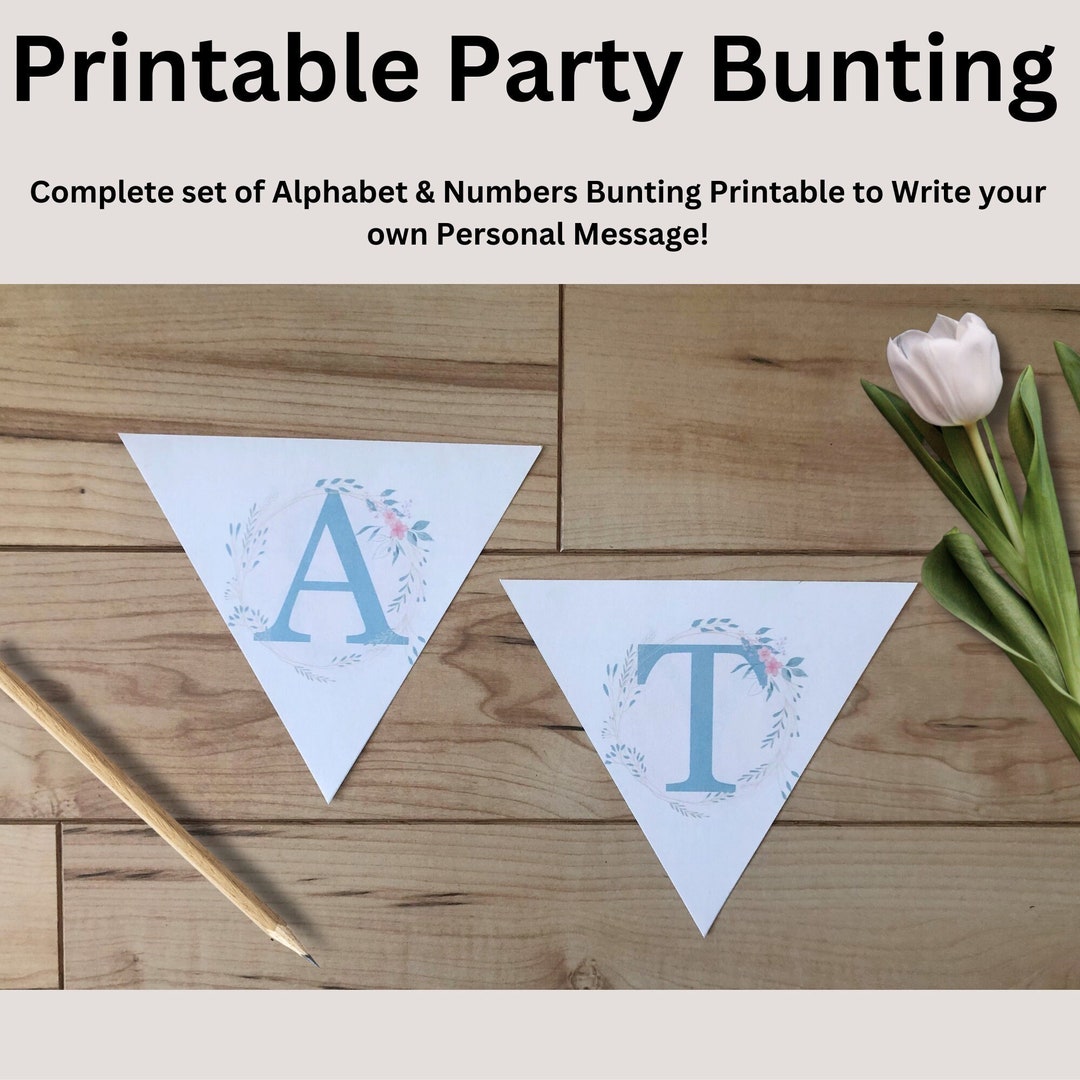 Floral Alphabet Party Bunting Printable - Birthdays, Bridal Showers ...