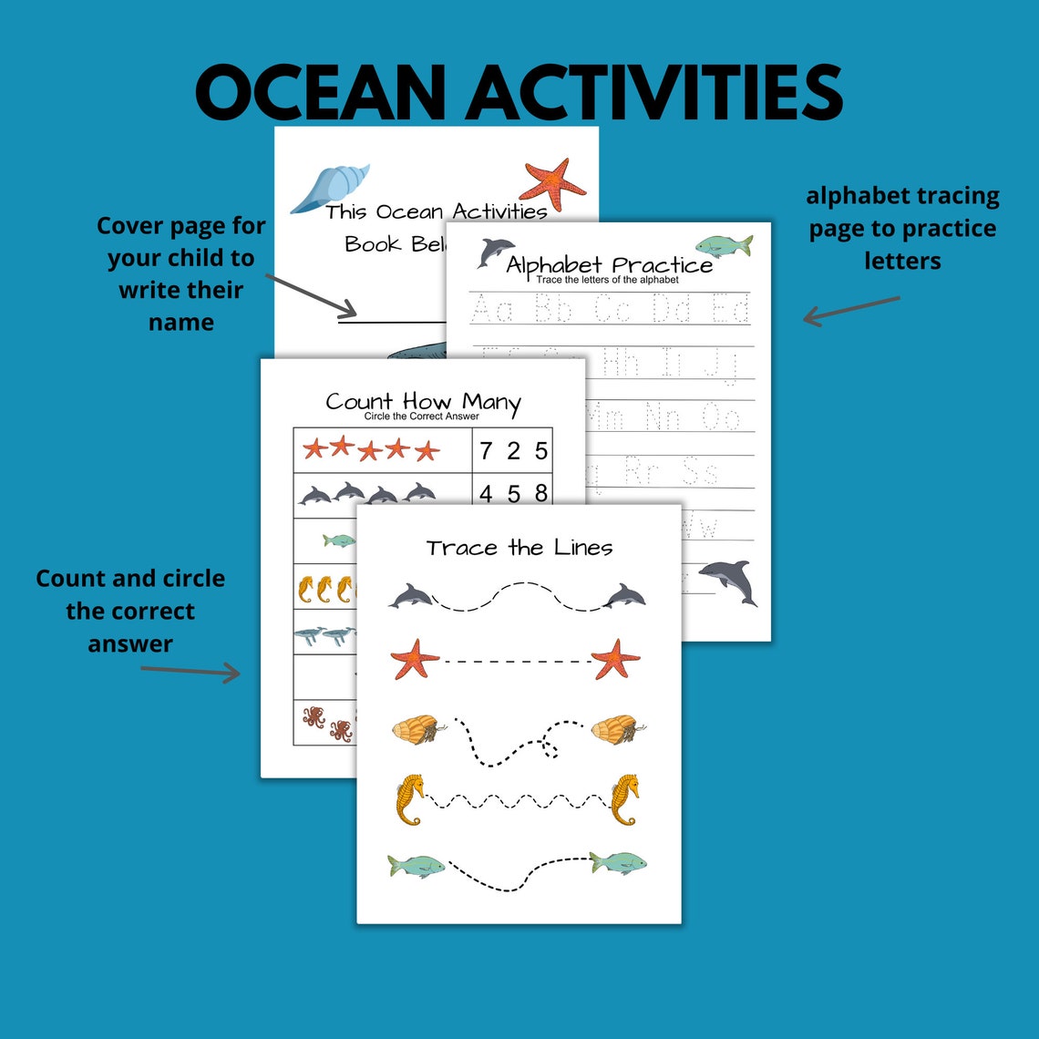 Ocean Themed Worksheets and Activity Sheets for Kids, Homeschool ...