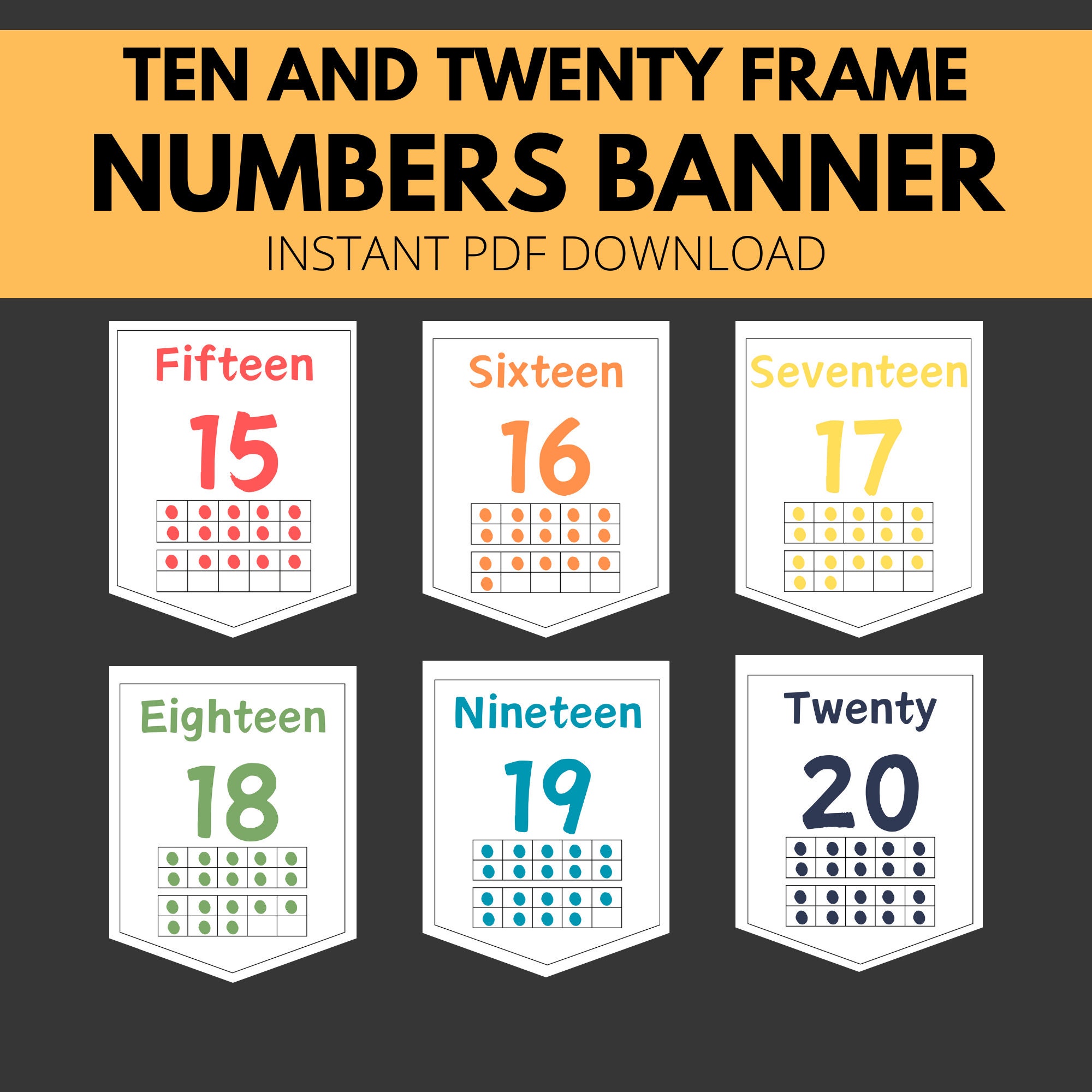 Ten Frame and Twenty Frame Number Banner Bunting for Classroom or ...