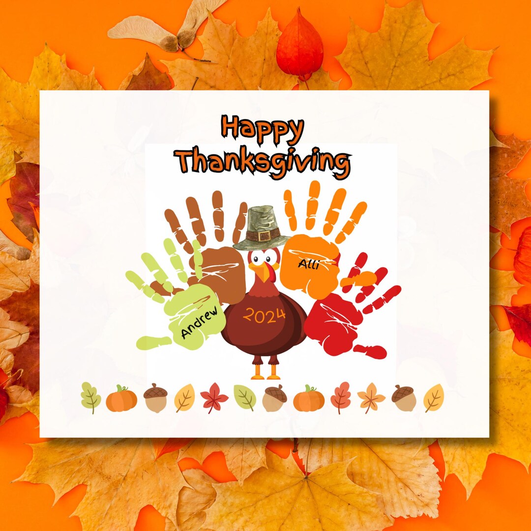Thanksgiving Turkey Handprint Art, Baby Toddler DIY Project, Wall Art ...