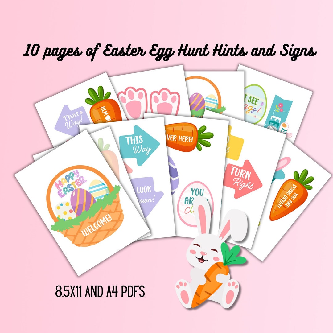 Easter Egg Hunt Kit, Printable Signs and Hints, Boy and Girl DIY ...