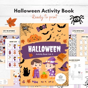 Halloween Activity Book, Spooky Busy Book, Printable Workbook for Kids ...