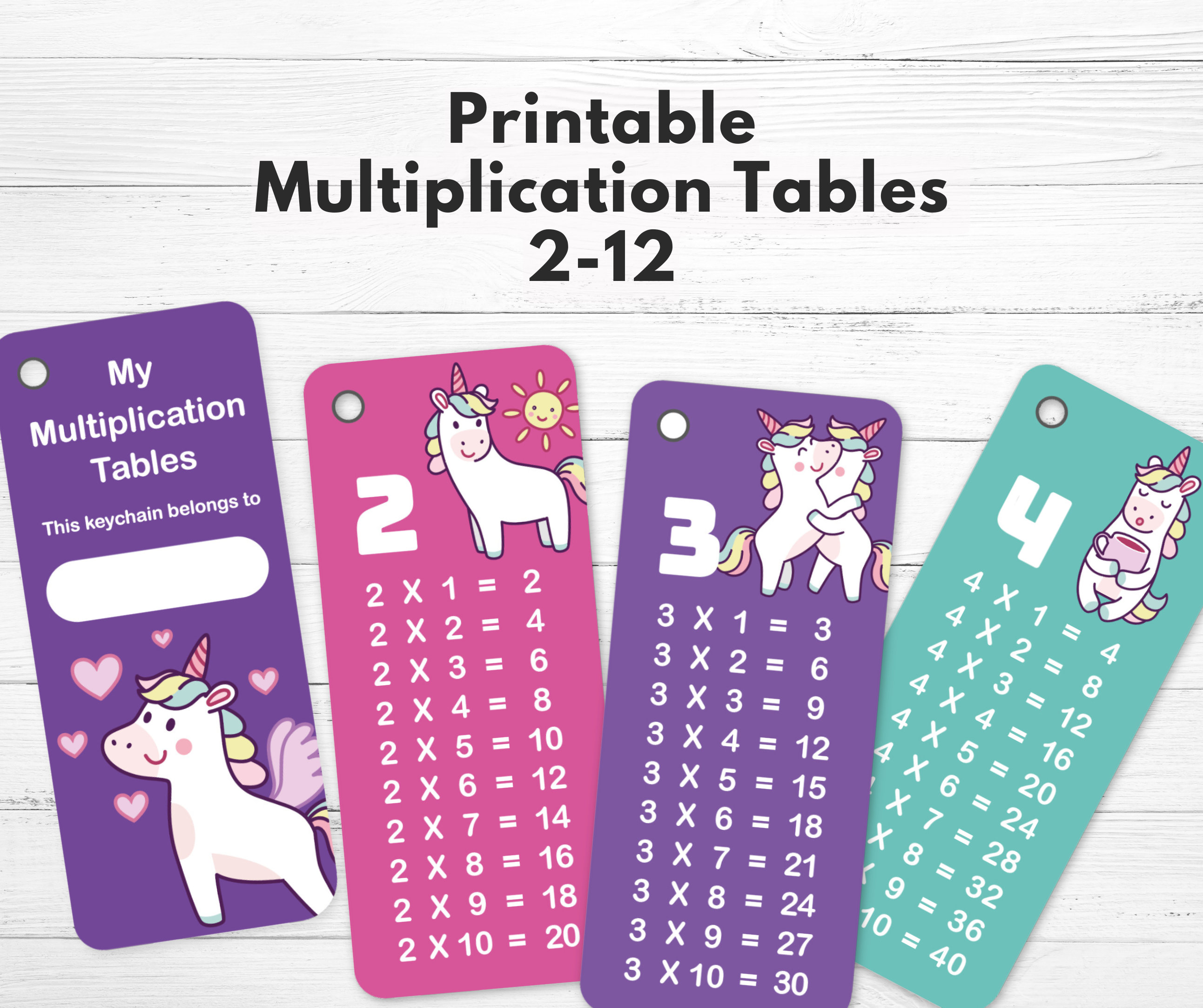 Multiplication Tables for Keychain, Funny Unicorns, Mathematics ...