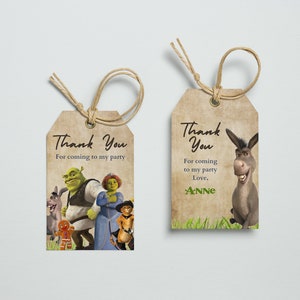 Shrek Thank You Tag Editable, Shrek Printable Tag, Party Favor - Etsy