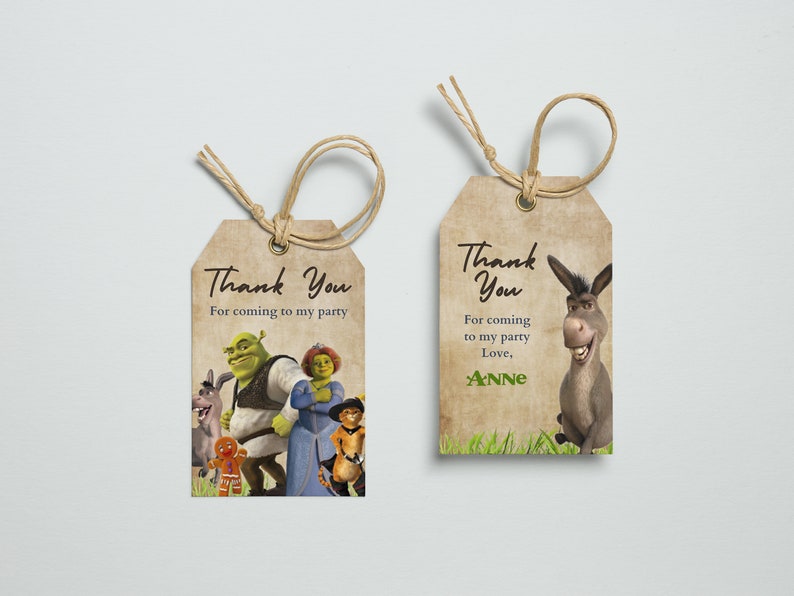Shrek Thank You Tag Editable, Shrek Printable Tag, Party Favor - Etsy