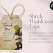 Shrek Thank You Tag Editable, Shrek Printable Tag, Party Favor - Etsy