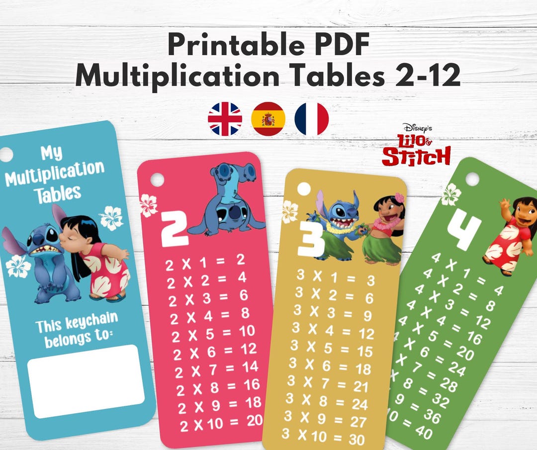 Multiplication Tables for Keychain, Stitch, Mathematics, Lilo ...