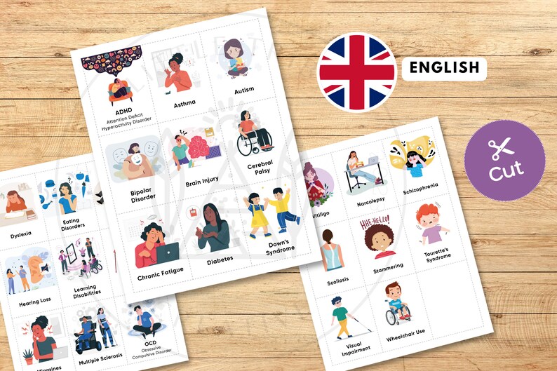 Disabilities, Diseases and Inclusive Language, Printable Flash Cards ...