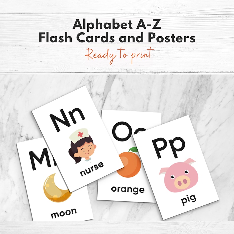 Alphabet Flash Cards, A-Z Cards, Printable Alphabet, Colorful Letters ...