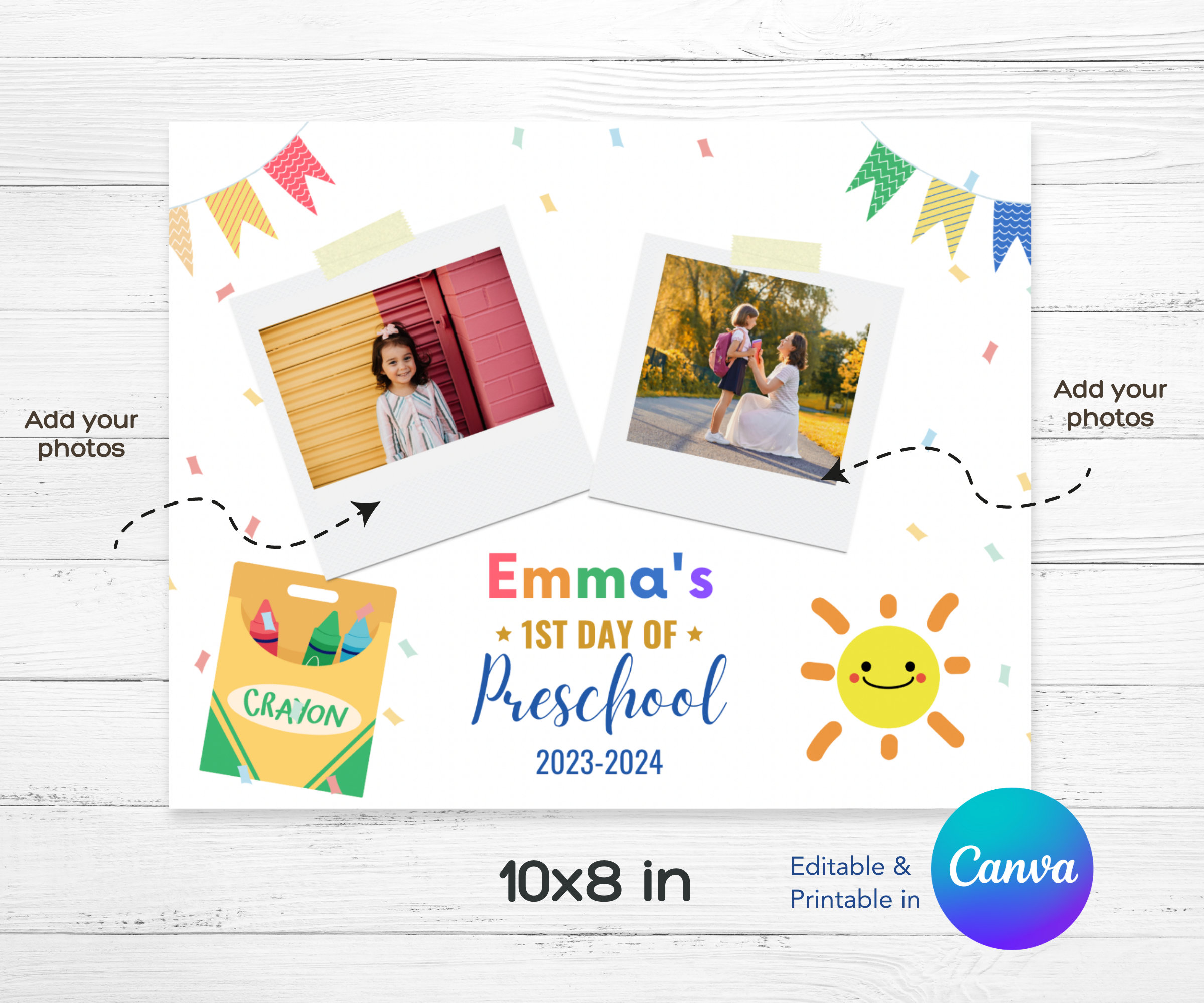 Editable First Day of Preschool Sign, School Printable Sign ...