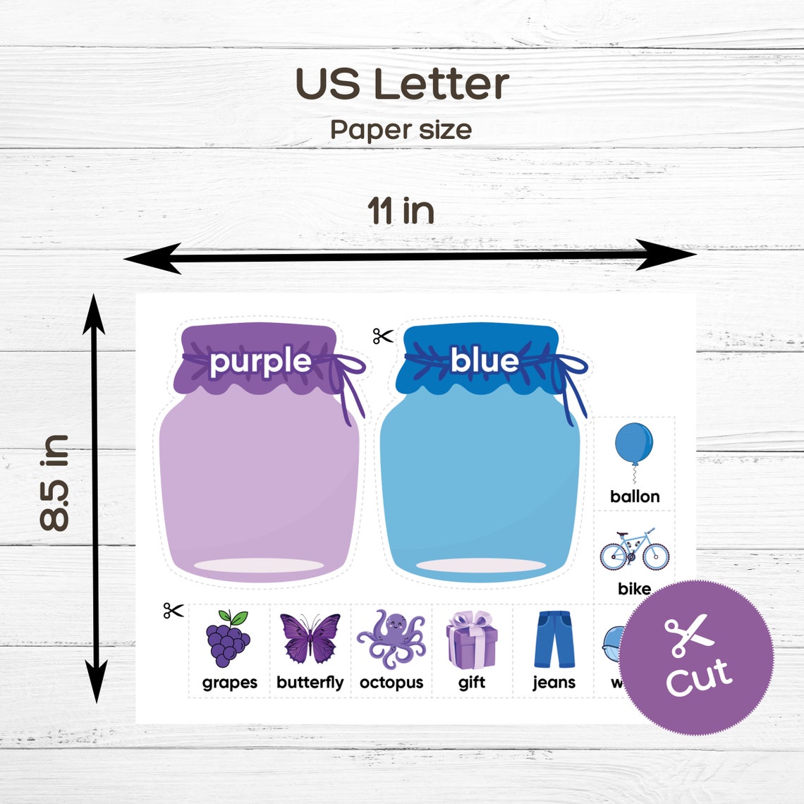 Color Sorting Jars, Color Matching Worksheets, Preschool Prints, Color ...