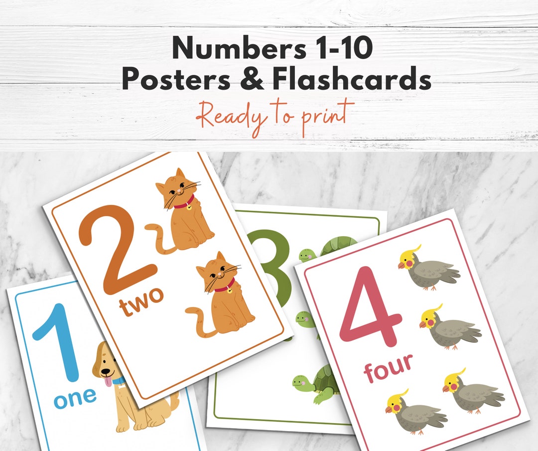 Numbers Flash Cards, Maths, Printable Numbers Cards, Colorful Numbers ...