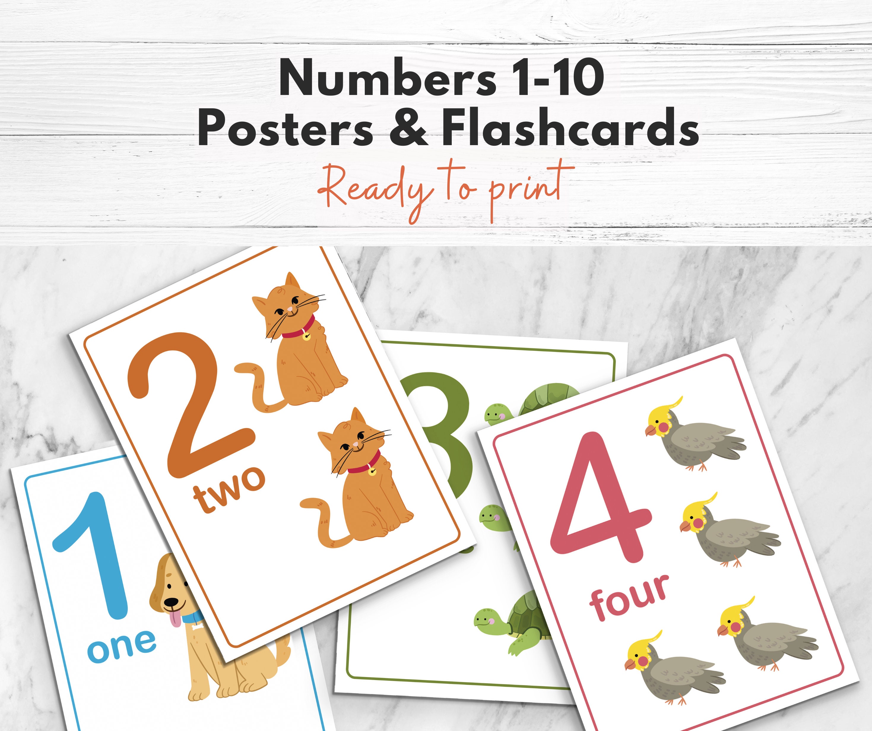 Numbers Flash Cards, Maths, Printable Numbers Cards, Colorful Numbers ...