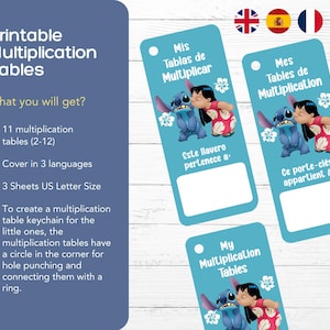 Multiplication Tables for Keychain, Stitch, Mathematics, Lilo ...