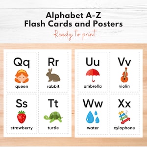 Alphabet Flash Cards, A-Z Cards, Printable Alphabet, Colorful Letters ...