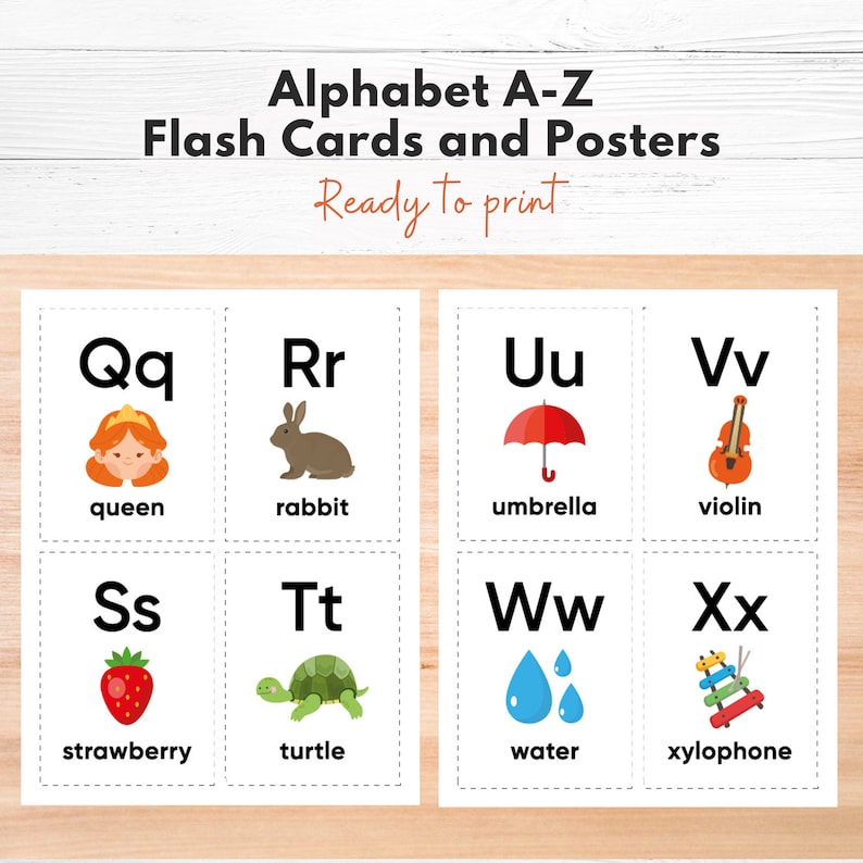 Alphabet Flash Cards, A-Z Cards, Printable Alphabet, Colorful Letters ...
