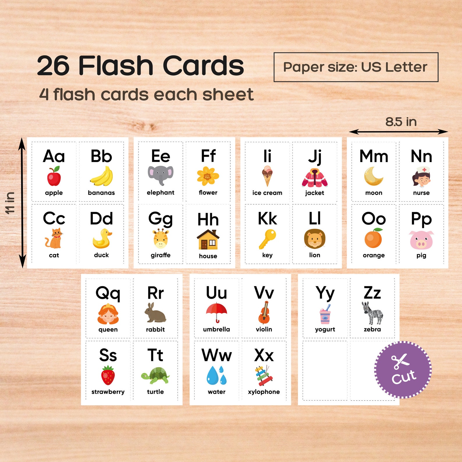 Alphabet Flash Cards, A-Z Cards, Printable Alphabet, Colorful Letters ...