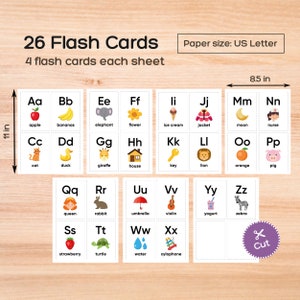 Alphabet Flash Cards, A-Z Cards, Printable Alphabet, Colorful Letters ...