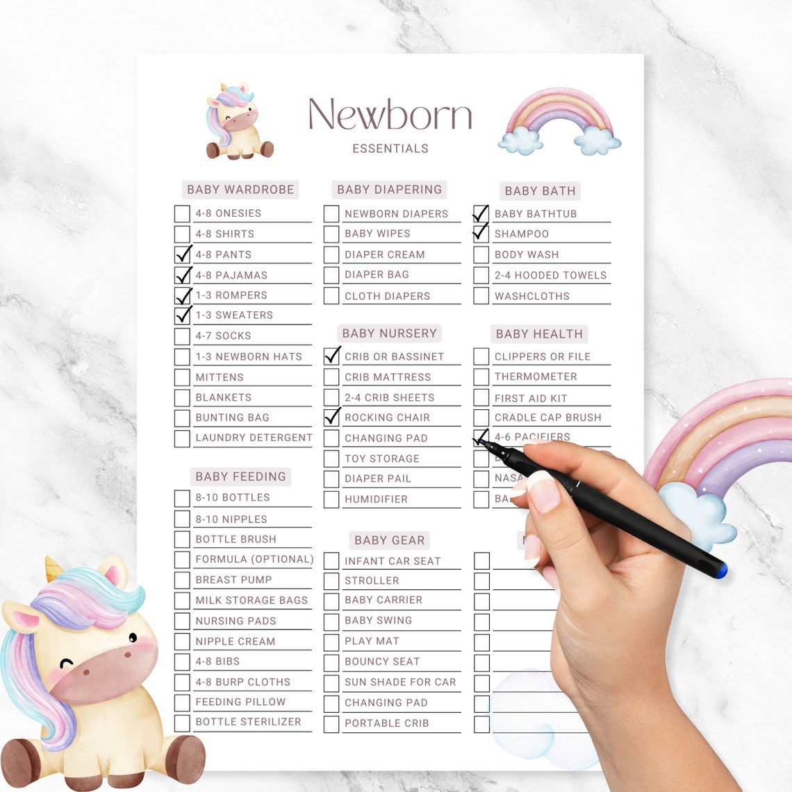 Newborn Essentials Checklist, Baby Registry Checklist, First Baby List ...
