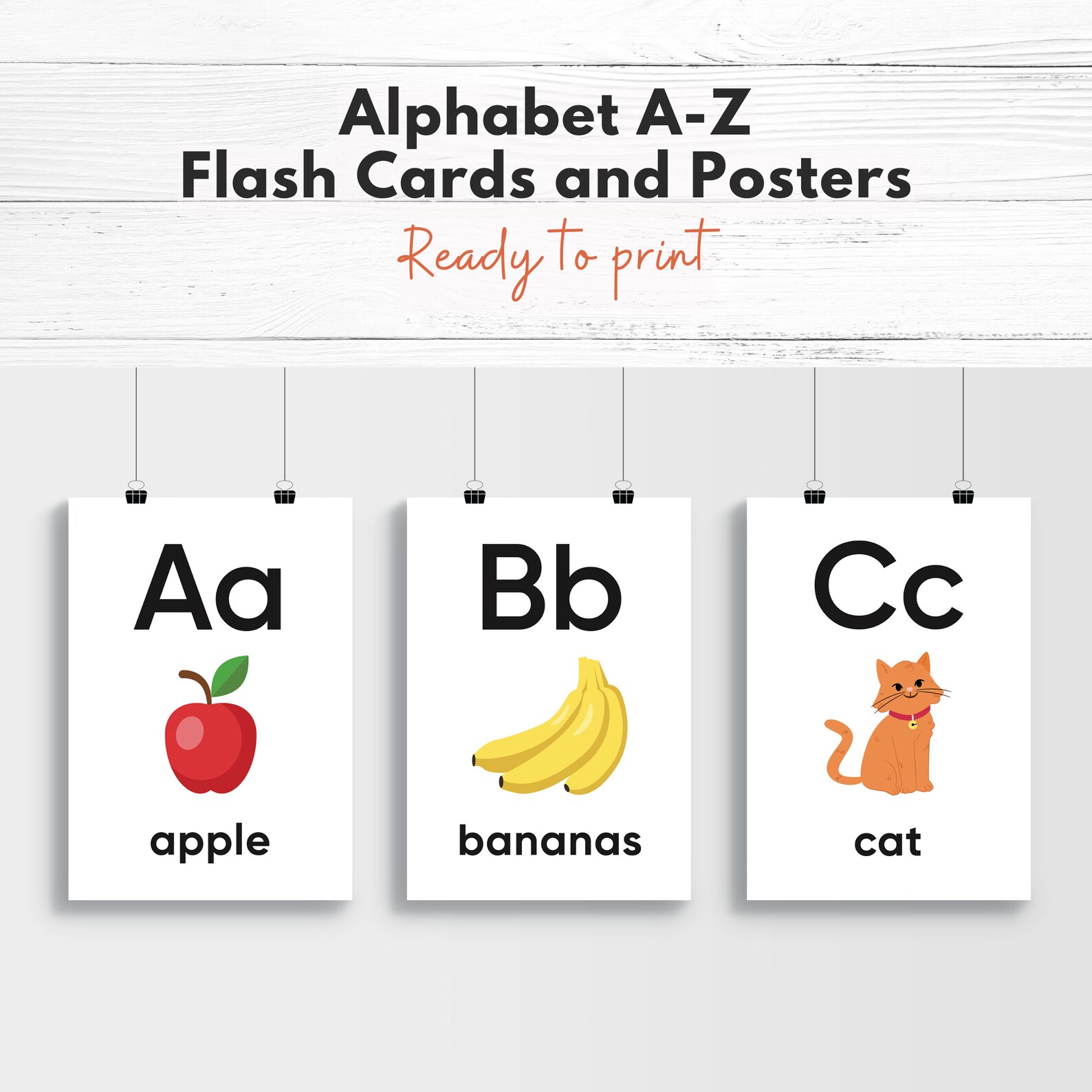 Alphabet Flash Cards, A-Z Cards, Printable Alphabet, Colorful Letters ...