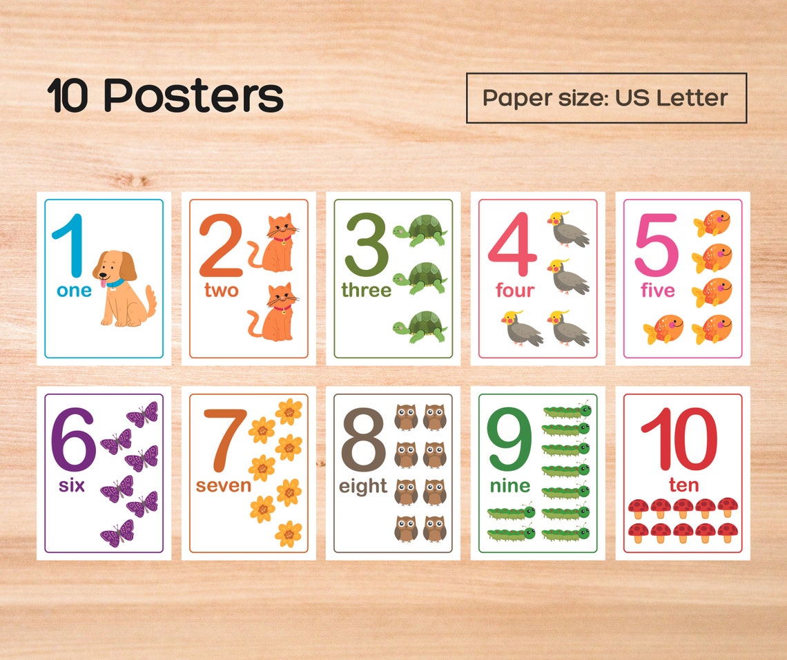 Numbers Flash Cards, Maths, Printable Numbers Cards, Colorful Numbers ...