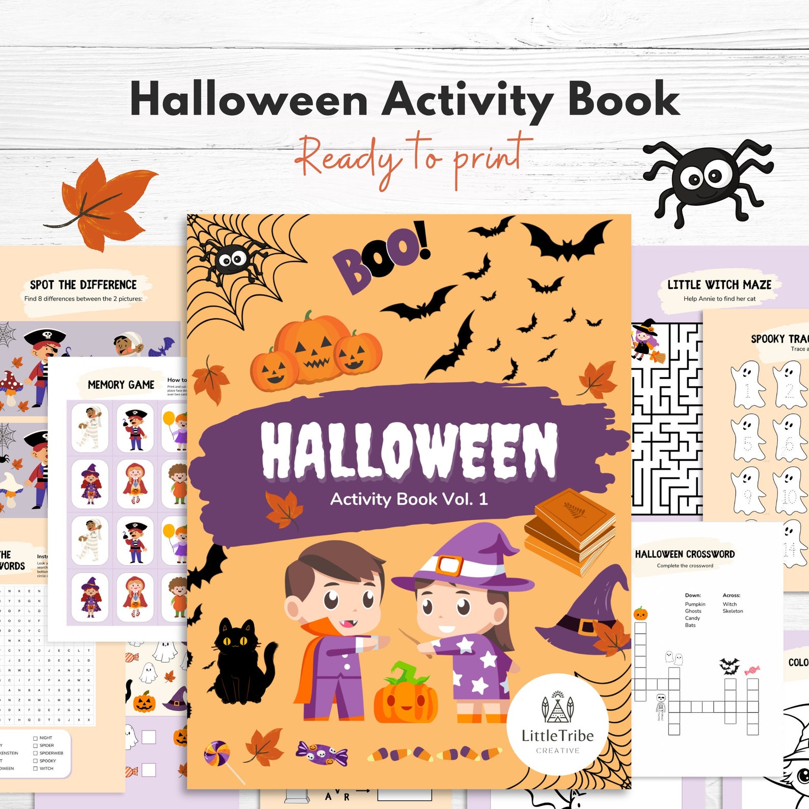 Halloween Activity Book, Spooky Busy Book, Printable Workbook for Kids ...