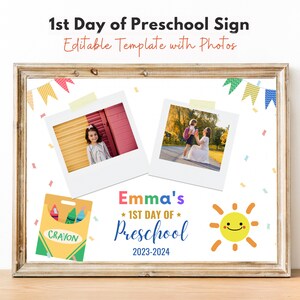 Editable First Day of Preschool Sign, School Printable Sign ...