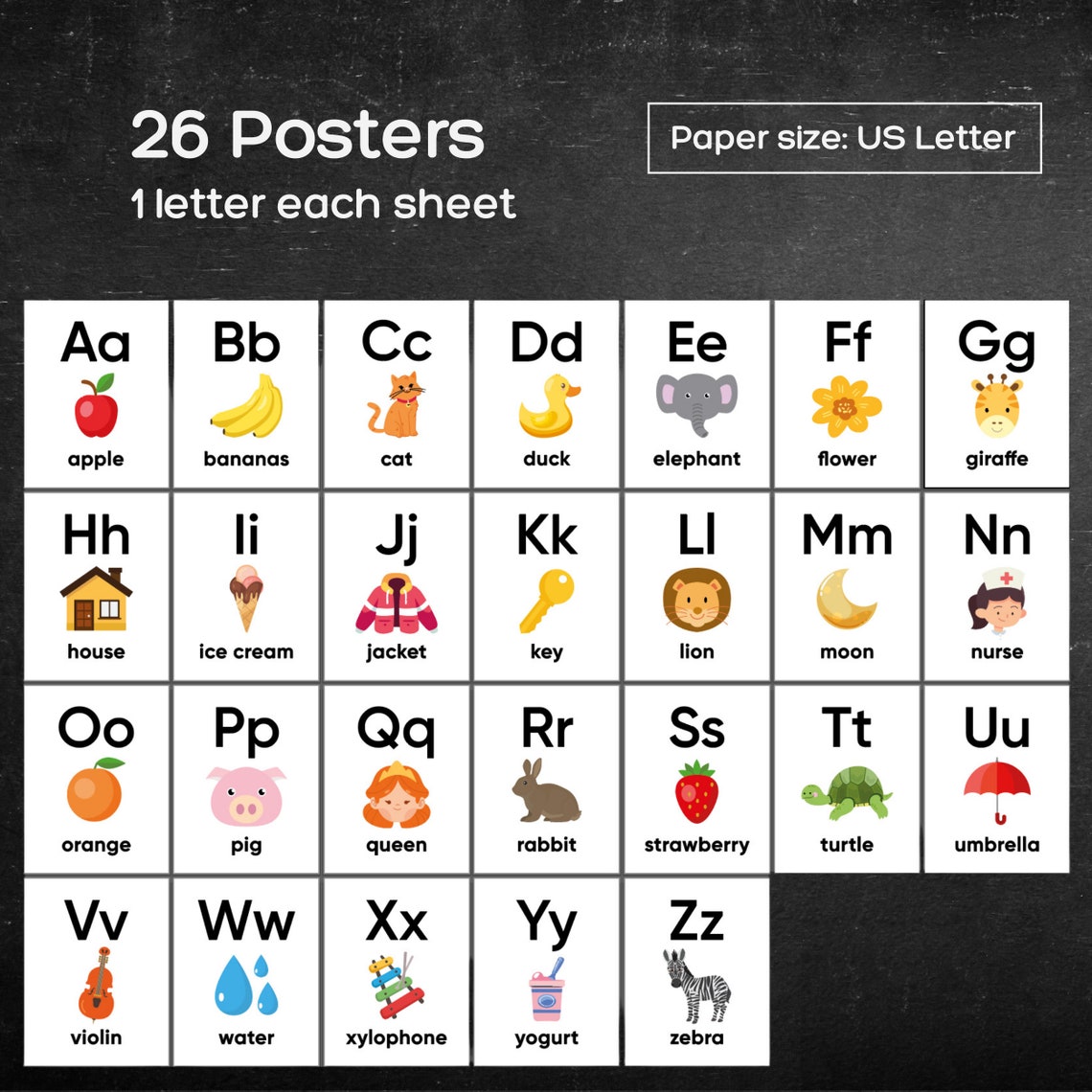 Alphabet Flash Cards, A-Z Cards, Printable Alphabet, Colorful Letters ...