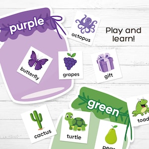 Color Sorting Jars, Color Matching Worksheets, Preschool Prints, Color ...