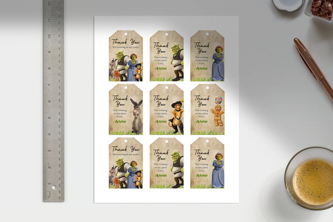 Shrek Thank You Tag Editable, Shrek Printable Tag, Party Favor - Etsy