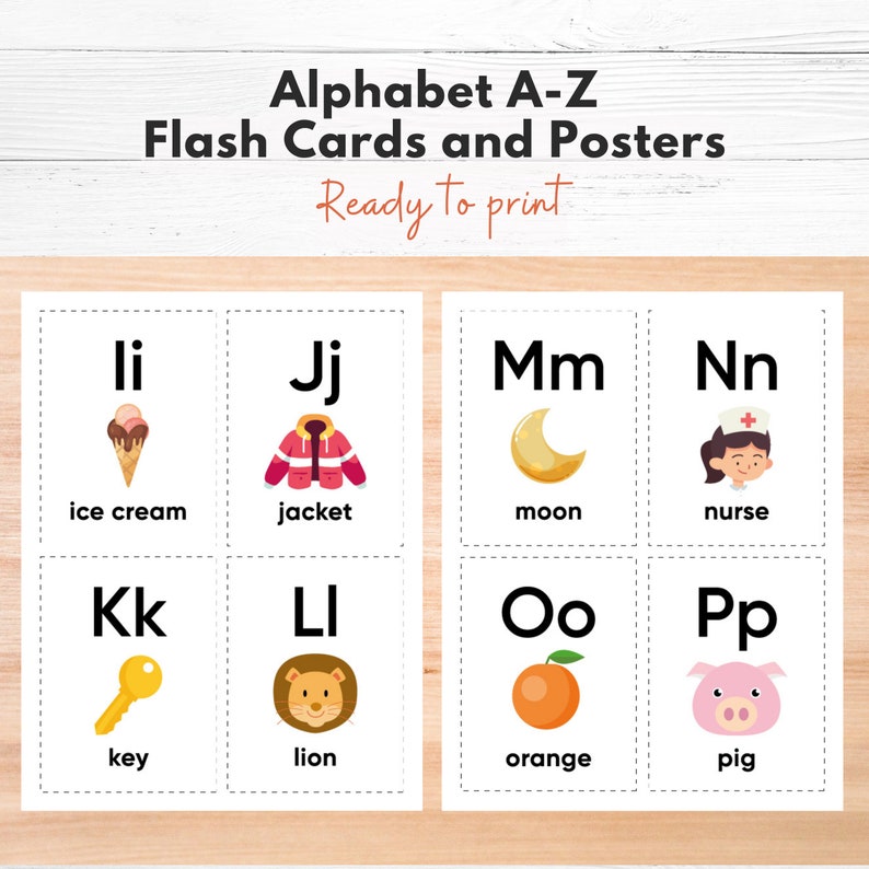 Alphabet Flash Cards, A-Z Cards, Printable Alphabet, Colorful Letters ...