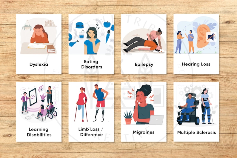 Disabilities, Diseases and Inclusive Language, Printable Flash Cards ...