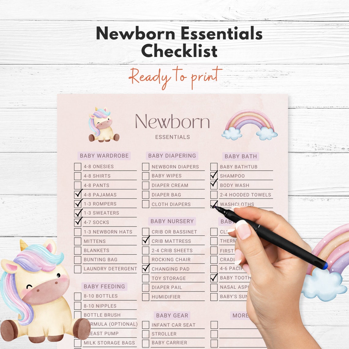 Newborn Essentials Checklist, Baby Registry Checklist, First Baby List ...