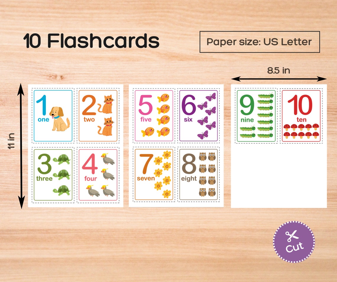 Numbers Flash Cards, Maths, Printable Numbers Cards, Colorful Numbers ...