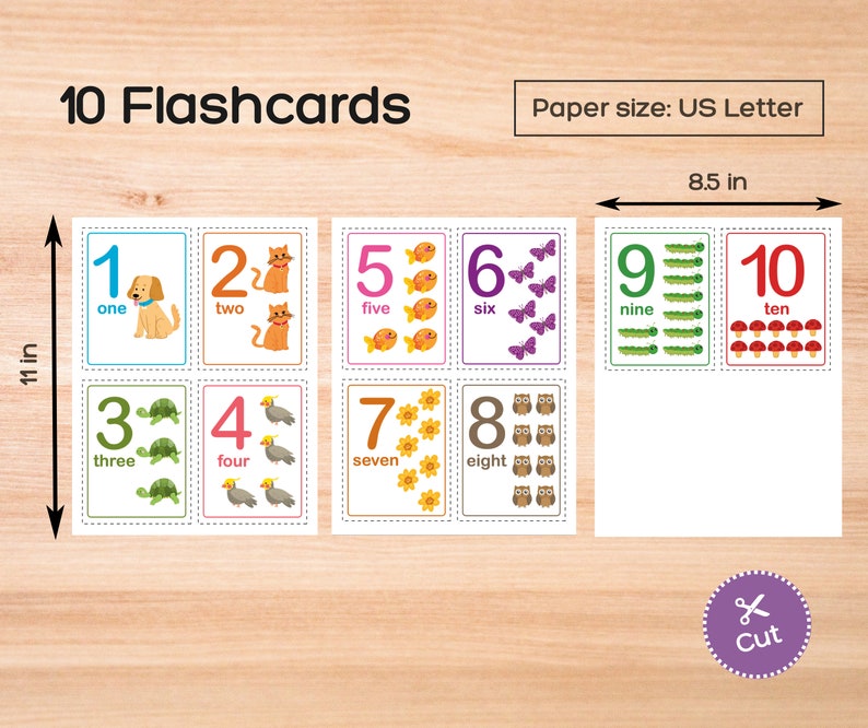 Numbers Flash Cards, Maths, Printable Numbers Cards, Colorful Numbers ...