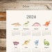 2024 Printable Dinosaurs Calendar, New Year Calendar Poster, Cute ...