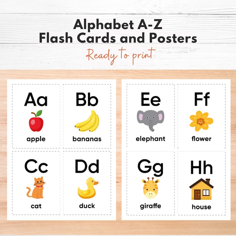 Alphabet Flash Cards, A-Z Cards, Printable Alphabet, Colorful Letters ...