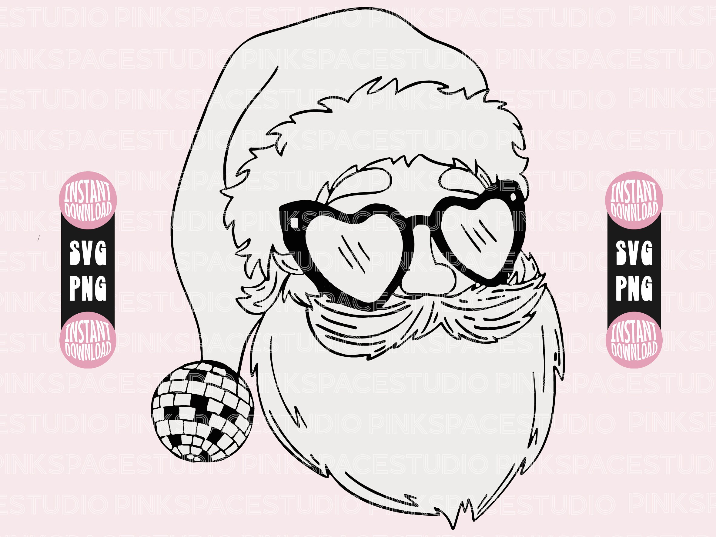 Disco Santa Claus SVG Digital Design Download, Christmas Png, Santa Hat ...